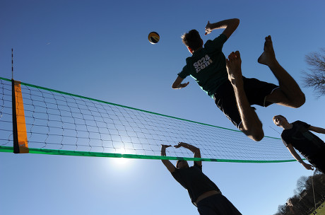Group Students Play Volleyball On Field Editorial Stock Photo - Stock ...
