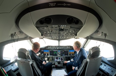 Pilots Sit Inside Cockpit Boening 787 Editorial Stock Photo - Stock ...