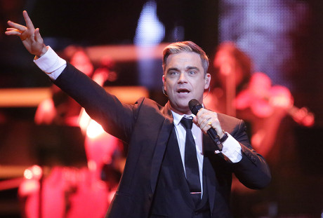 British Musician Robbie Williams Performs During Editorial Stock Photo ...