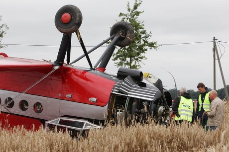German Crash Investigators Examine Wreckage Biplane Editorial Stock ...