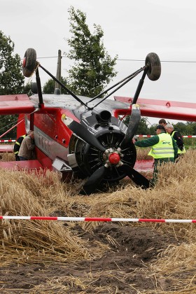 German Crash Investigators Examine Wreckage Biplane Editorial Stock ...