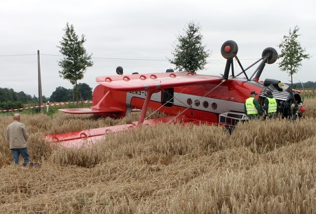German Crash Investigators Examine Wreckage Biplane Editorial Stock ...