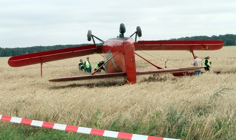 German Crash Investigators Examine Wreckage Biplane Editorial Stock ...