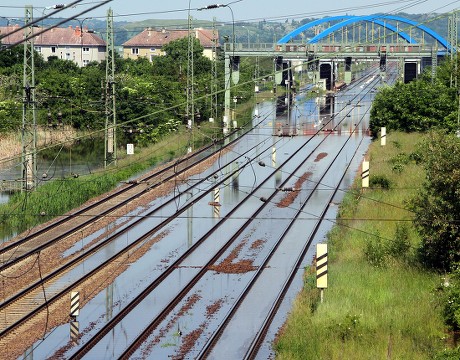 Railway Tracks Between Magdeburg Leipzig Flooded Editorial Stock Photo ...
