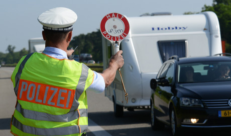 Police Officer Leads Caravan Scale Control Editorial Stock Photo ...
