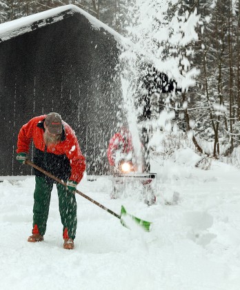 Two Men Clear Path Using Snow Editorial Stock Photo - Stock Image ...