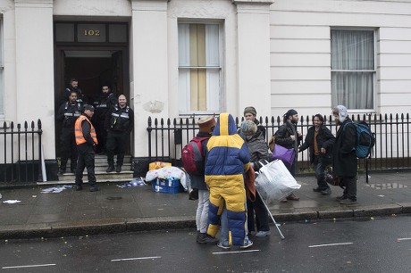 Anarchist squatters move to a property in Grosvenor Gardens, London, UK ...