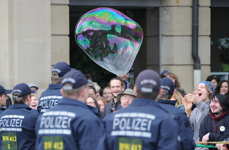 People Float Soap Bubbles Over Police Editorial Stock Photo - Stock ...