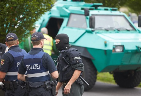 Largescale Police Check Visitors Meeting Onepercenter Editorial Stock ...