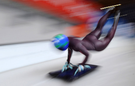 Skeleton Racer Starts During Practice Womens Editorial Stock Photo ...