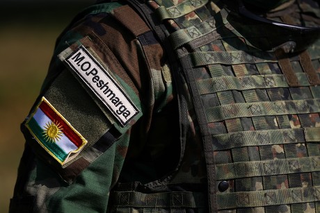 Iraqi Peshmerga Soldier Has Kurdish Flag Editorial Stock Photo - Stock ...