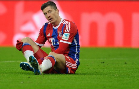 Munichs Robert Lewandowski Sits On Pitch Editorial Stock Photo - Stock ...
