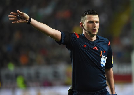 English Referee Michael Oliver Gestures During Editorial Stock Photo ...