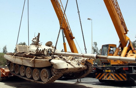 Two Cranes Remove Wreck Iraqi T Editorial Stock Photo - Stock Image ...