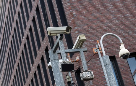 Surveillance Cameras Monitor Area New Headquarters Editorial Stock ...