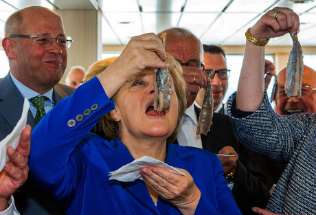 German Chancellor Angela Merkel Eats Salted Editorial Stock Photo ...