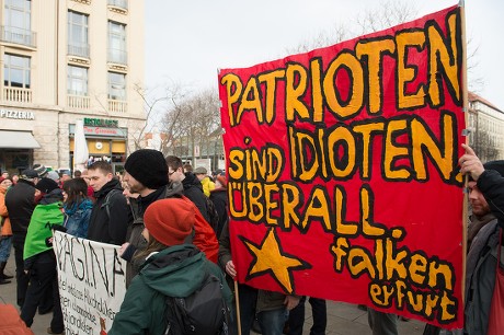 Participants Leftist Counterdemonstration Hold Banner Reading Editorial ...