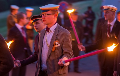Members Student Fraternity Carry Torches They Editorial Stock Photo ...