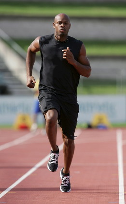 Jamaican Sprinter Asafa Powell Practises During Editorial Stock Photo ...