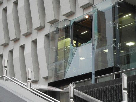Smashed Window National Library Following Earthquake Editorial Stock ...