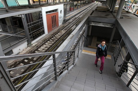 Woman Walks Deserted Station Electric Train Editorial Stock Photo ...