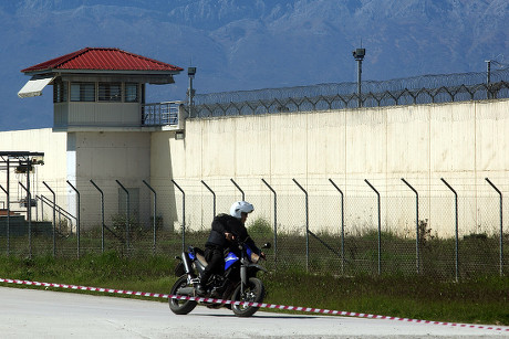 Greek Police Motorcyclist Patrols Outside Prison Editorial Stock Photo ...