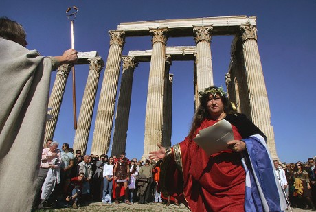 Worshippers Ancient Greek Gods Olympus Hold Editorial Stock Photo ...