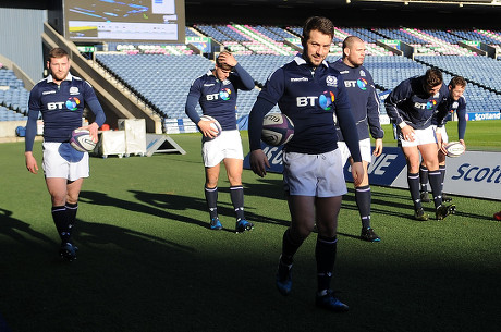 Scotland captain's run, Rugby Union, BT Murrayfield stadium, Edinburgh ...