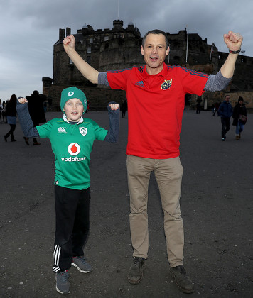 Ireland Rugby Fans In Edinburgh, Scotland - 03 Feb 2017 Stock Pictures ...