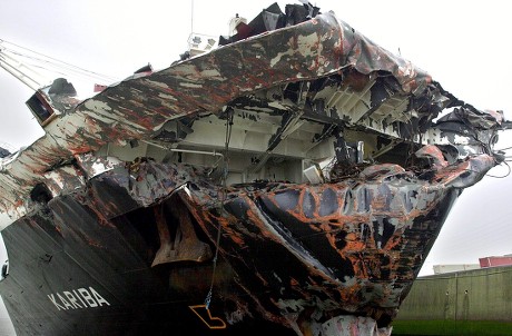 Antwerp Belgium Damaged Bahamasregistered Container Vessel Editorial ...
