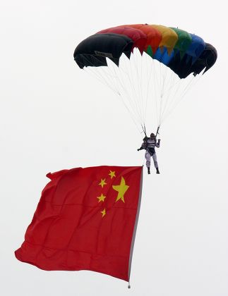 Chinese Air Force Skydiving Team Performance Editorial Stock Photo ...