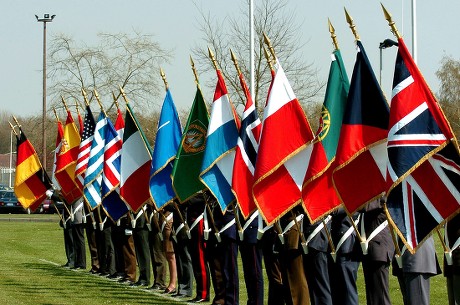 Flags Natos Historic Member Countries Paraded Editorial Stock Photo ...