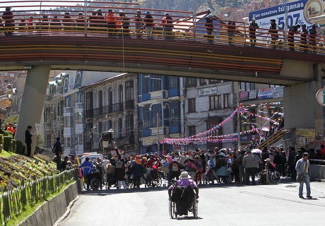Bolivians Wheelchairs Block Street During Protest Editorial Stock Photo ...