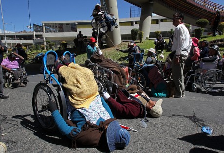 Bolivians Wheelchairs Block Street During Protest Editorial Stock Photo ...