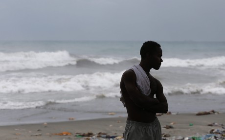 Man Stays Beach Haina Where Strong Editorial Stock Photo - Stock Image ...