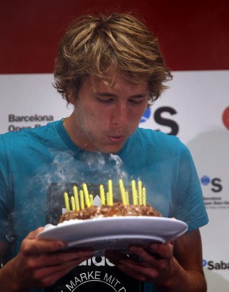 German Tennis Player Alexander Zverev Blows Editorial Stock Photo ...