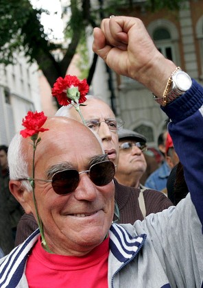 Man Holds Carnation Symbol Revolution April Editorial Stock Photo ...