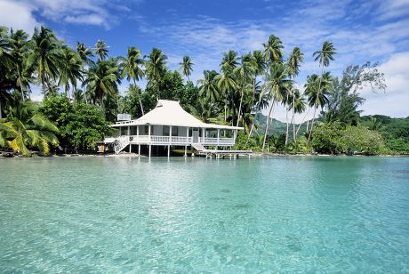 Luxury Beach House On Huahine Island Editorial Stock Photo - Stock ...