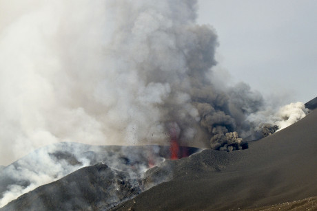 Smoke Rises Pico De Fogo Volcano Editorial Stock Photo - Stock Image ...