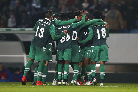 Sporting Lisbon Players Celebrate Goal By Editorial Stock Photo - Stock ...