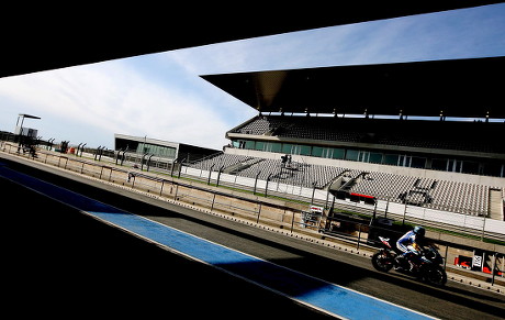 Superbike Rider Enters Pit Lane During Editorial Stock Photo - Stock ...