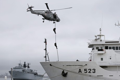 Nato Soldiers Abseil Portuguese Navy Helicopter Editorial Stock Photo ...