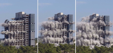 Combo Pictures Showing Forced Implosion Uncompleted Editorial Stock ...
