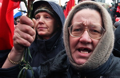 Russian Communist Supporters Shout Antigovernment Slogans Editorial ...