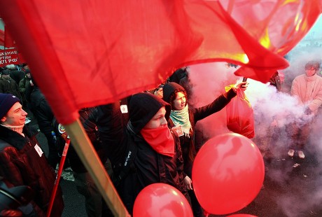 Russian Communist Supporters Shout Antigovernment Slogans Editorial ...