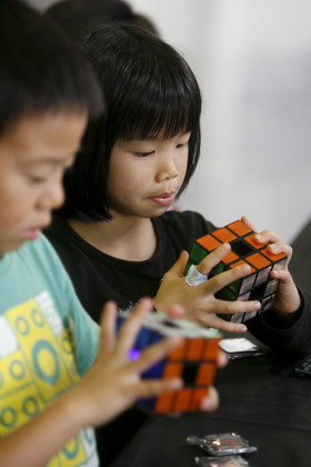 Children Compete Solving Rubiks Cubes During Editorial Stock Photo ...
