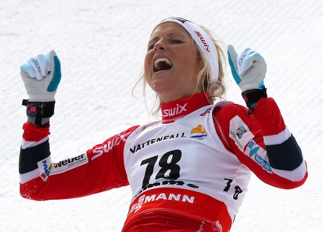 Therese Johaug Norway Celebrates After Crossing Editorial Stock Photo ...