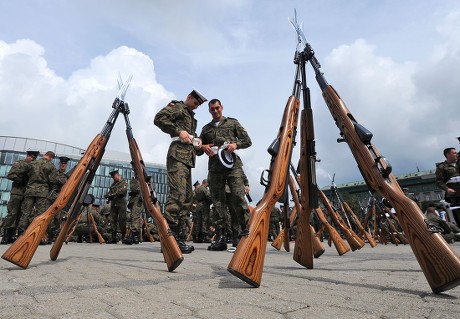 Carbine Rifles Stand Arranged Polish Soldiers Editorial Stock Photo ...