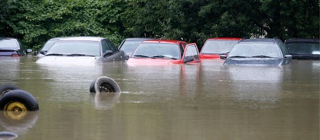 Flooded Car Park Southwestern Polish Town Editorial Stock Photo - Stock ...
