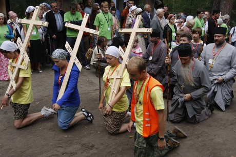 Faithful Walk On Their Knees Around Editorial Stock Photo - Stock Image ...
